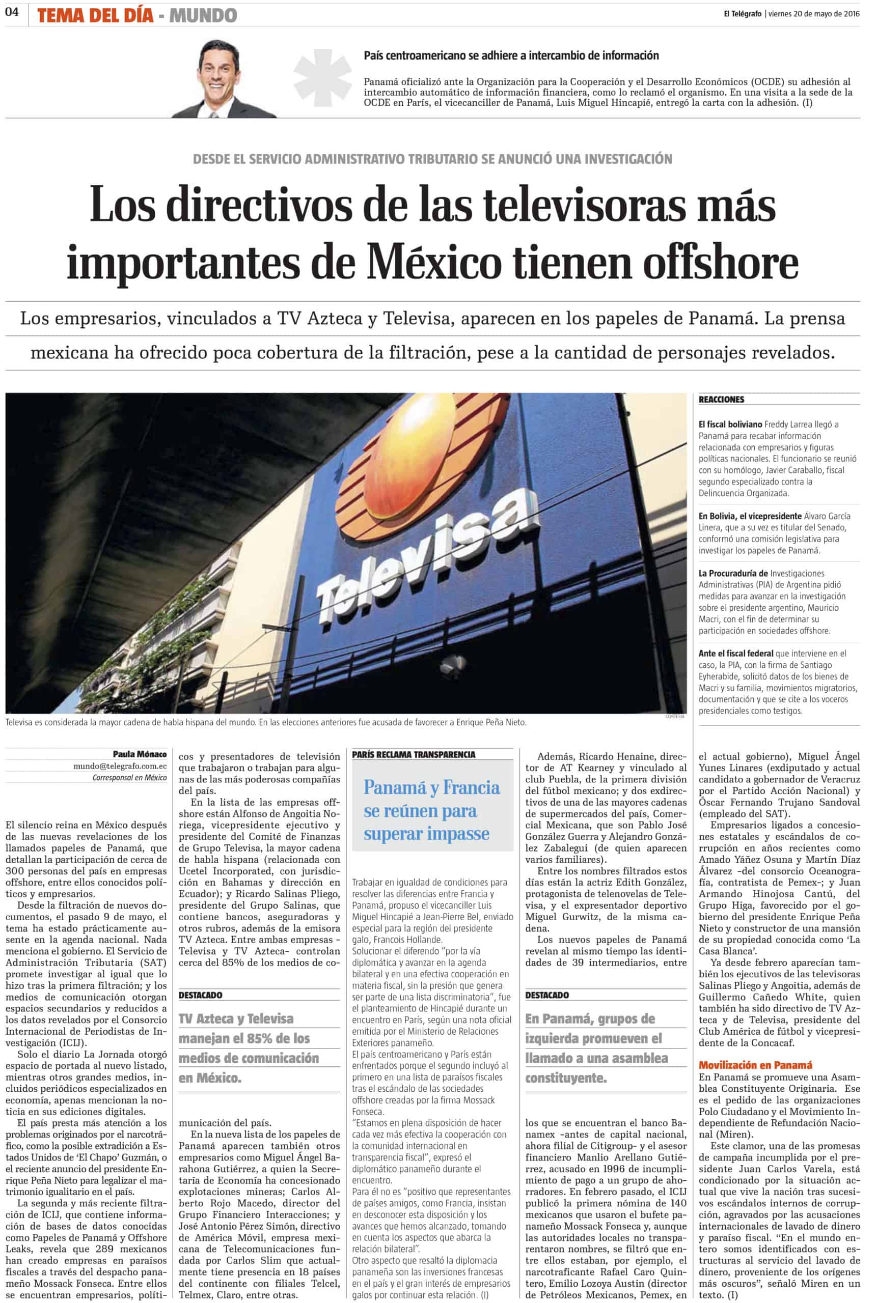 Directivos de las televisoras más importantes de México tienen cuentas ...
